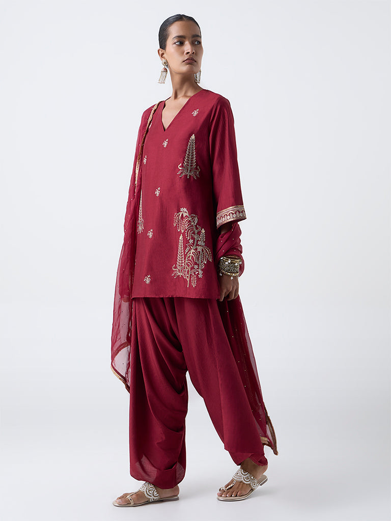 Buy Vark Red Embroidered A-Line Ethnic Set from Westside – Westside Global