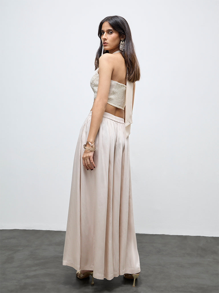 Buy Vark Off-White Solid Palazzos from Westside – Westside Global