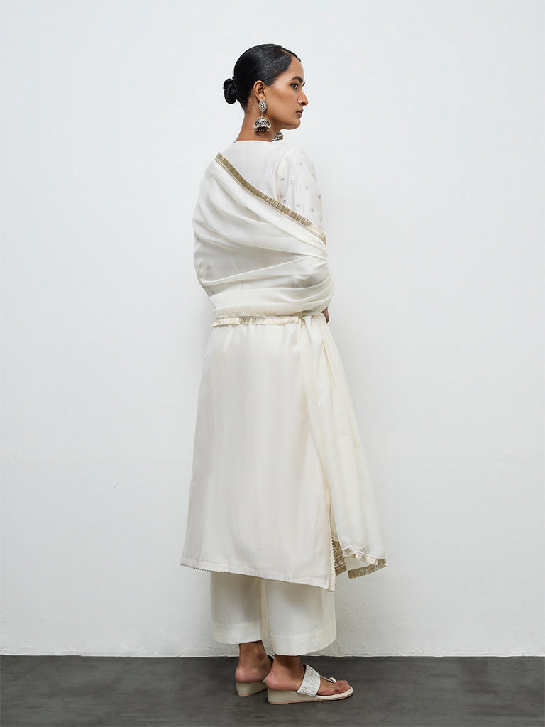 Buy Vark Off-White Embroidered A-Line Ethnic Set from Westside ...